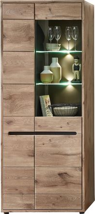 Möbelando Stauraumvitrine >Bellano< in Viking Oak Dekor - 80x202x38 (BxHxT)