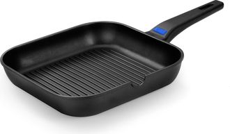 Monix Solid+ | Grill mit quadratischen Streifen, 28 cm, Aluminiumguss mit Antihaftbeschichtung