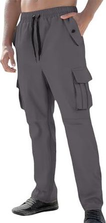 Generic Pantalon cargo &agrave; coupe droite pour homme avec poches utilitaires pour un usage quotidien et les voyages avec cordon de serrage &agrave; la taille, pantalon d