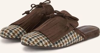 Ancient Greek Sandals Ancient Greek Sandals Mules Thelma Fringe braun