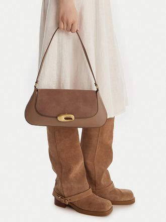 Calvin Klein Handtasche Calvin Klein Hardware Brushed Shoulder Bag LV04F3337G Beige