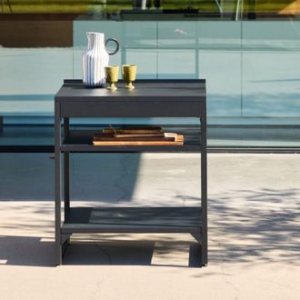 Sweeek Cuisine ext&eacute;rieure acier 2 &eacute;tag&egrave;res L80cm noir - Kea