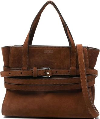 Moschino Hobo Bags - Structured Brown Suede Bag - Gr. unisize - in Schwarz - f&uuml;r Damen
