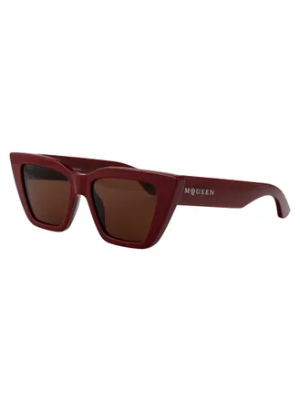 Alexander McQueen Womens Sunglasses Am0507s Burgundy-Brown Injected Burgundy/brown