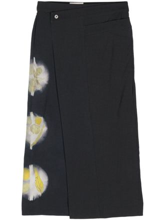 Feng Chen Wang jupe mi-longue à imprimé abstrait - Noir