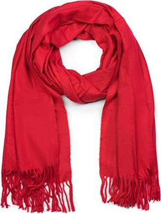 styleBREAKER &Eacute;charpe longue unisexe unie avec franges, ch&acirc;le dhiver chaud, tissu doux en viscose 01017104, Rouge