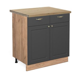Vicco Meuble cuisine Fame-Line, Anthracite-or, 80 cm, pt Ch&ecirc;ne