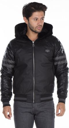 Cipo & Baxx Herren Jacke CJ177 Schwarz - Coole &Uuml;bergangsjacke im Modernen Streetwear Stil mit Kapuze, Rei&szlig;verschluss & Details - Stylische Freizeitjacke f&uuml;r Allta
