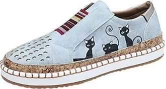 Generic Chaussures confortables pour homme, motif chat &eacute;lastique, chaussures de taille imprim&eacute;e, surchaussures d&eacute;contract&eacute;es, chaussures plates et plates pour