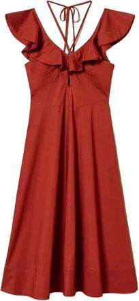 Twinset Femme, Robes, Brun, Taille: 36 FR Robe Midi &agrave; Volants