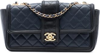 Chanel Hobo Bags - Large Bicolor Quilted Lambskin Elegant CC Flap - Gr. unisize - in Blau - f&uuml;r Damen