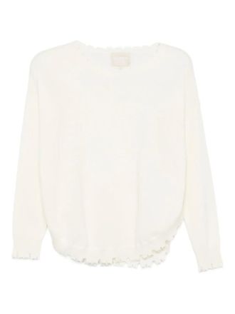 Kujten Gerüschtes Oberteil aus Kaschmir - Weiß