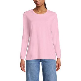 Lands End Supima-Shirt, Langarm, Damen, Gr&ouml;&szlig;e:32-34 regular, Pink, Baumwolle, by Lands End