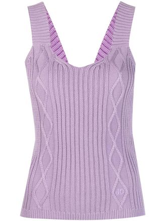 Jacob Cohen d&eacute;bardeur en maille torsad&eacute;e &agrave; logo brod&eacute; - Violet