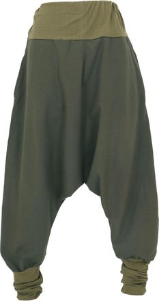 Guru Shop Afghani Hose, Unisex Pluderhose, Goa Hose Aladinhose - Olivegr&uuml;n, Herren, Baumwolle, Size:L