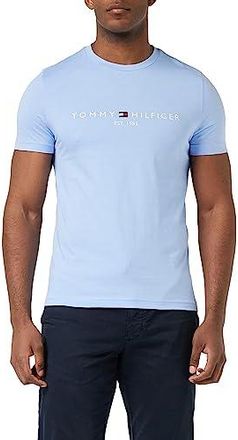 Tommy Hilfiger T-Shirt Manches Courtes Homme Slim Fit, Bleu (Vessel Blue), S