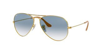 Ray-Ban Unisex Aviator Sonnenbrille, Gold (Gestell: Gold Glas: Verlauf Hellblau 001/3f), L EU