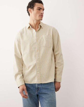 Abercrombie & Fitch Chemise ray&eacute;e &agrave; manches longues - Jaune-Vert