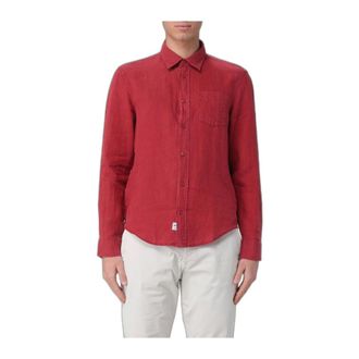 Blauer Chemise Casual en Lin - Homme - Chemises - Rouge - Taille: L