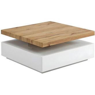 Vente-Unique Vente-unique - Table basse pivotante avec 1 tiroir en mdf - Blanc et Naturel - kyria