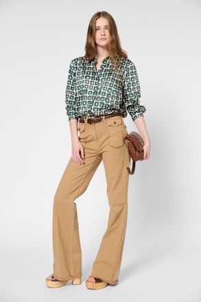 Gerard Darel Jean flare &agrave; franges - ANNA - Sable