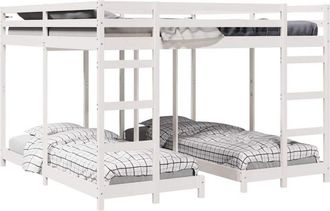 vidaXL Dreifach Etagenbettrahmen Wei&szlig; 200 x 200 cm vidaXL
