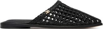 Tommy Hilfiger Pantoletten Hilfiger Leather Mix Flat Mule FW0FW09280 Schwarz