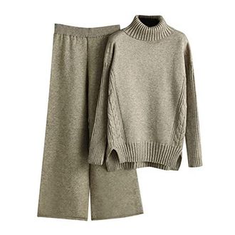 Generic Ensemble Jogging Femme Styl&eacute; Tricot Ensemble Hiver Femme 2 Piece Oversize Loisirs Randonn&eacute;e Tenue Dint&eacute;rieur &Agrave; Manches Longues Haut + Running Pantalon