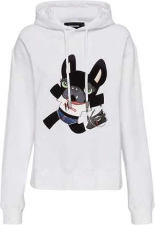 Dsquared2 Femme, Sweatshirts et sweats &agrave; capuche, Blanc, Taille: 38 FR Ciro Sweat &agrave; capuche