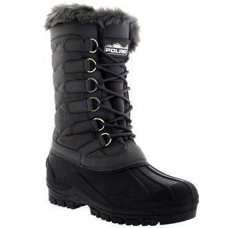 Polar Damen Nylon Kaltes Wetter Im Freien Schnee Ente Winter Regen Pelz Cuff Lace Stiefel - Grau - GRE37 AYC0136