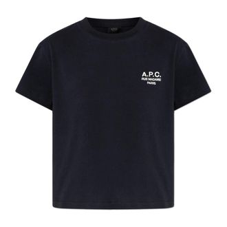 A.P.C. A.p.c., Femme, Tops, Noir, Taille: 42 FR T-shirt avec logo brodé