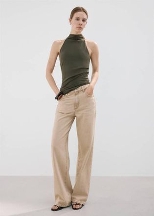 Mango Jean Danila large taille haute sable - Femme - 32 - MANGO