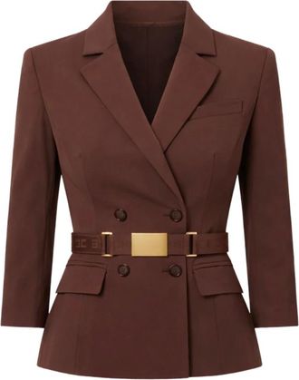 Elisabetta Franchi Femme, Vestes, Brun, Taille: 36 FR Veste en tissu bi-&eacute;lastique technique