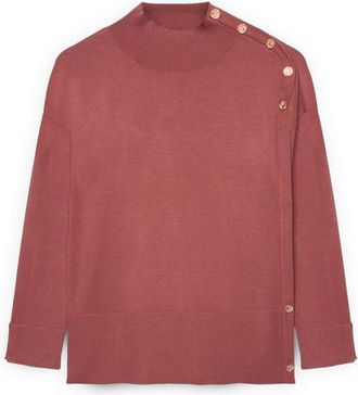Fiorella Rubino Femme, Pulls, Rouge, Taille: 44 FR Pull Col Roul&eacute; avec Boutons D&eacute;coratifs