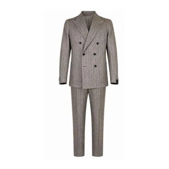Tagliatore Homme, Costumes, Brun, Taille: L Costume Double-Breasted &agrave; Rayures Tennis