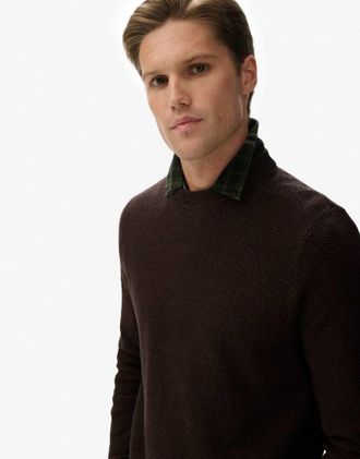 Superdry Strukturierter Pullover aus leichter Baumwolle in Dunkelbraun/Schwarz-Brown