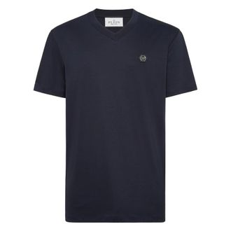 Philipp Plein Basic V-Neck T-Shirt Hexagon - - Tops - Herren - Blau - L