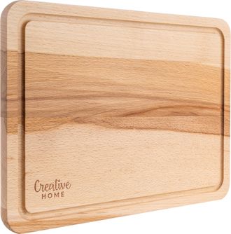 Creative Home Schneidebrett Holz | 30,5 x 22,5 x 1,5 cm | Holzschneidebrett mit Saftrille | Umkehrbar Schneidbrett | Holzbrett Küche Ideal für Brot, Fleisch, Gemüse