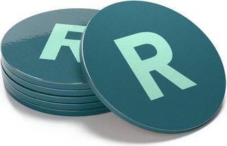 Luna Via Untersetzer Letters, A-Y, Hochwertige Keramik (R Salbei-Mint)