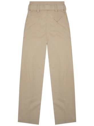Bottega Veneta Wide-Leg Cotton Blend Trousers - Beige