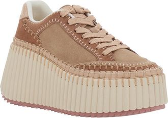 Chlo&eacute; Suede and Leather Platform Sneaker - Pink