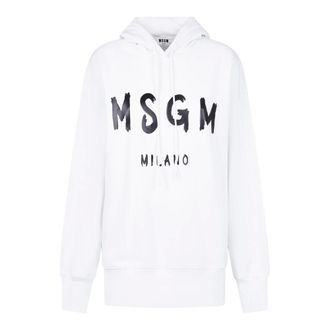 Msgm Msgm, Femme, Sweatshirts et sweats &agrave; capuche, Blanc, Taille: 42 FR Sweat &agrave; capuche pull &agrave; logo