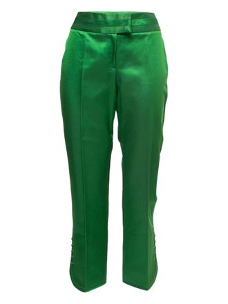 Dior pantalon en satin à boutonnière - Vert