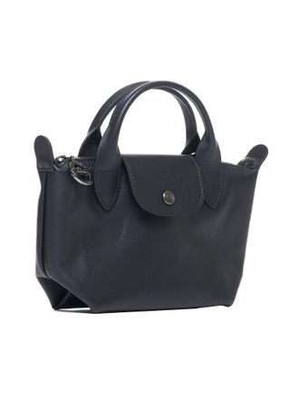 Longchamp Womens Top Handle Bag Le Pliage Xtra Calf Leather Black Handbags Hand