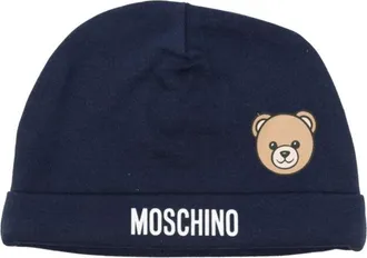 Moschino MUX05LB_LCA4040016 Bear Logo Cotton Winter Hat - Black