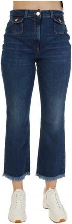 Elisabetta Franchi Femme, Jeans, Bleu, Taille: W28 Cropped Slim Fit Jeans