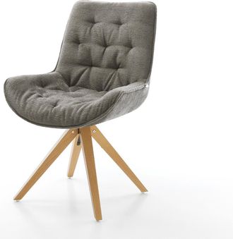 DELIFE Drehstuhl Taimi-Flex Boucl&eacute; Soft Schlamm Holzgestell kantig Natur 180&deg; drehbar, Esszimmerst&uuml;hle