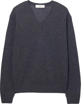 Dunst Pull en cachemire col V - Femme - Pulls - Gris - Taille: 36 FR