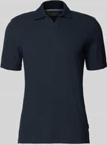 Bugatti Slim Fit Poloshirt mit Strukturmuster und V-Ausschnitt