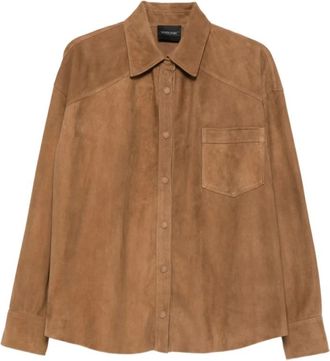 Simonetta Ravizza Femme, Blouses et Chemises, Brun, Taille: 36 FR Lorna Chest-Pocket Shirt